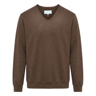 Maison Margiela SweaT-shirt en coton d&eacute;lav&eacute; &agrave; col en V - Homme - Pulls - Brun - Taille: M