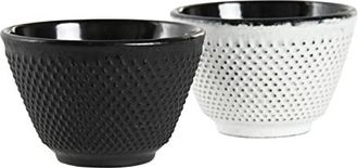 DKD Home Decor Teetasse der Marke, wei&szlig; und schwarz, aus Gusseisen, 8 x 8 x 5,5 cm, 2 St&uuml;ck