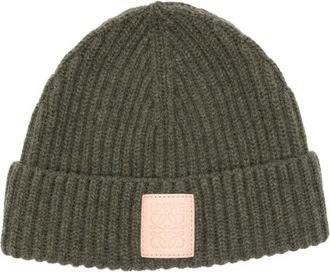 Loewe Beanie mit Logo-Patch - Gr&uuml;n