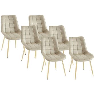 Vente-Unique Vente-unique - Lot de 6 chaises matelass&eacute;es en velours et m&eacute;tal dor&eacute; - Beige - ollua