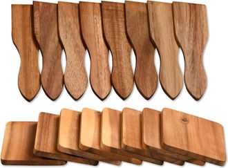 KESPER 28968 + 28958 | Raclette - Spachtel und Brettchen je im 8er Set aus Akazienholz | Racletteschieber/Racletteschaber/Raclettespachtel