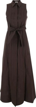 P.A.R.O.S.H. P.a.r.o.s.h., Femme, Robes, Brun, Taille: 36 FR Cotton Sleeveless Long Dress