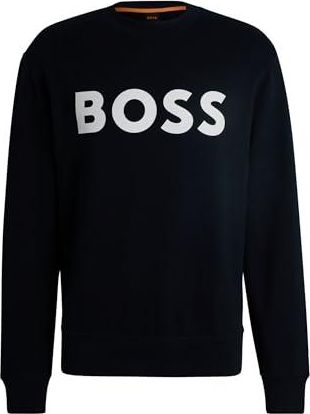 BOSS Hommes WeBasicCrew Sweat Relaxed Fit en Molleton de Coton avec Logo imprimé en Gomme