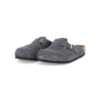 Birkenstock Low-Top Sneaker - Sandalen Boston aus Veloursleder - Gr. 41 (EU) - in Grau - f&uuml;r Damen