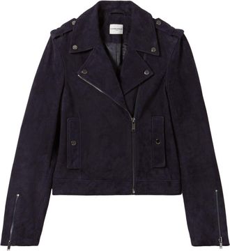 Claudie Pierlot Bikerjacke aus Wildleder - Blau