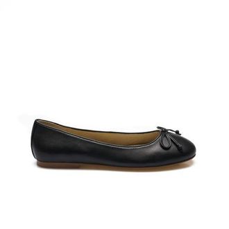 Lands End Ballerinas mit Schleife, Damen, Gr&ouml;&szlig;e:38H regular, Schwarz, Leder, by Lands End