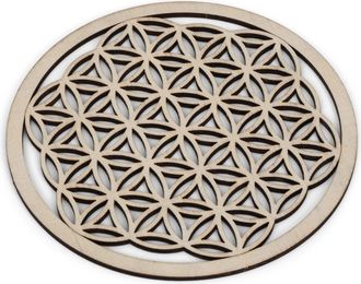 NKlaus 2 x Blume des Lebens Kerzenhalter 3mm 12 cm Birkensperrholz Untersetzer Rund 3849