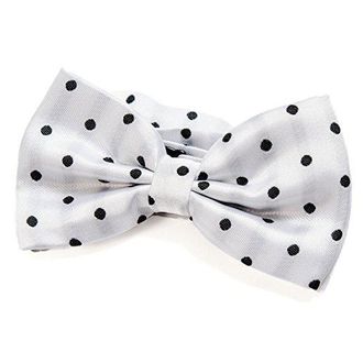 DonDon Noeud papillon à pois pour hommes blanc avec crochet