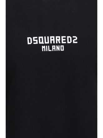Dsquared2 Mens T-Shirt Milano Black Cotton T-Shirts And Polos