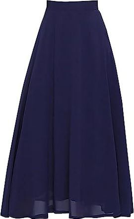 Generic Jupes maxi pour femme pour lété bohème britannique - Couleur unie - Taille haute - Jupe longue en mousseline de soie - Jupe longue grande taille - Jup
