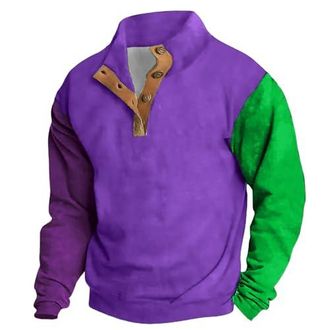 Generic Costume de carnaval - Sweat-shirt pour homme - Sans capuche - Avec col 1/4 - Col montant - Pull en tricot - Pull de transition ample - Confortable - C