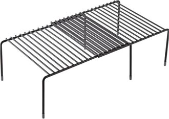 BESPORTBLE Stapelbares Ausziehbares K&uuml;chenregal aus Metall in Schwarz Mehrzweck Standregal f&uuml;r K&uuml;chentheke und Schrankorganisation Robustes Aufbewahrungsregal f&uuml;