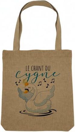 Fabulous Sac Shopping Tote Bag Aspect Lin - Le Chant du Cygne Mignon Expression Animaux - Sac de Courses Toile Epaisse 360g Beige Naturel Cabas Port&eacute; Epaule So