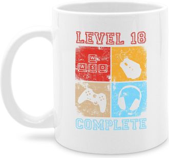 Shirtracer Tasse Tassen 325ml - 18. Geburtstag - Level 18 Complete Completed - 325 ml - Weiß - junge zum volljährigkeit jahre mug geschenk geschenke 18- sohn per