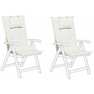 Beliani Beliani - Auflage f&uuml;r Gartenstuhl Cremewei&szlig; Polsterbezug 2er Set Gartenm&ouml;bel
