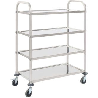 vidaXL Chariot de cuisine &agrave; 4 niveaux 107x55x125 cm Acier inoxydable