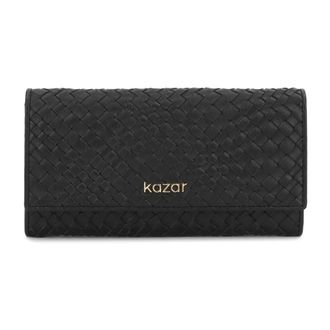 Kazar Kazar Schwarze Ledergeldb&ouml;rsen mit markantem Flechtmuster und Logo - - Accessories - Damen - Schwarzk - ONE SIZE