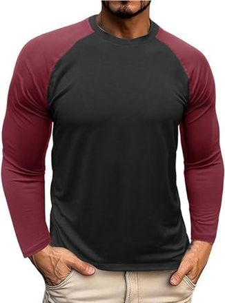 Generic T-shirt &agrave; manches longues pour homme, d&eacute;contract&eacute;, col rond, l&eacute;ger et respirant, haut confortable pour le printemps et lautomne 2026, Noir, XXL