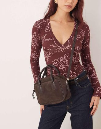 Becks&ouml;ndergaard Bree - Sac bowling en daim - Marron fonc&eacute;-Brown