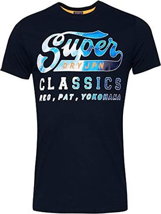 Superdry Classics Lite Weight Tee T-Shirt, Blu (Three Pointer Navy), Small Homme