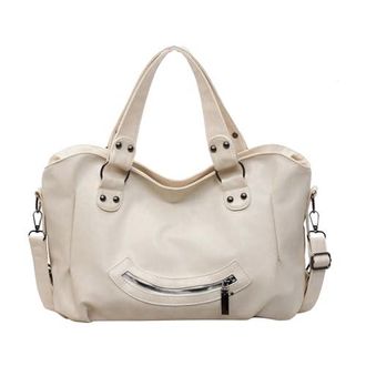Generic Grand sac &agrave; main r&eacute;tro de moto sous les bras - Couleur unie - Poign&eacute;e sup&eacute;rieure - Pour femme - Utilisation quotidienne - Occasion sp&eacute;ciale, blanc, 15