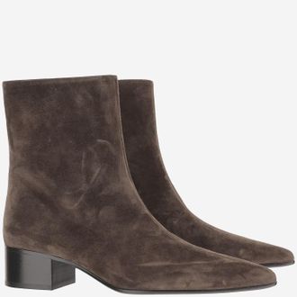 Khaite Womens Ankle Boots Andee Brown Suede Baby Calfskin