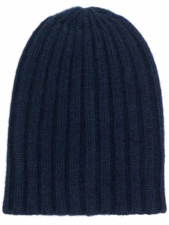 Laneus bonnet nervur&eacute; en cachemire - Bleu