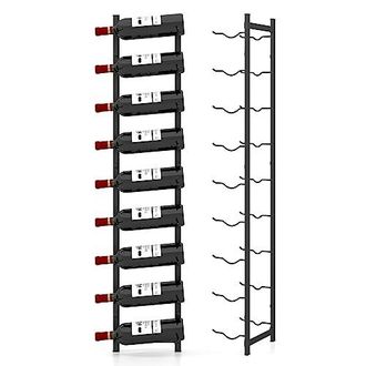 Giantex Porte-bouteilles mural en m&eacute;tal pour 9 bouteilles de vin, support suspendu pour cuisine, salon, restaurant, noir, 109 x 22 x 13,5 cm