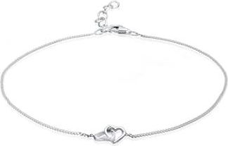 Elli Bracelet de Cheville Femme Pendentif Coeur Uni en Argent Sterling 925