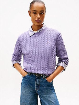 Tommy Hilfiger Pull en maille torsadée à col ras-du-cou