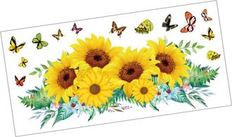 Artibetter Blumenaufkleber Aus Pvc Für Fenster Und Wände Stilvolle Sonnenblumen-dekoration Für Wohnzimmer Und Schlafzimmer Und Abnehmbar