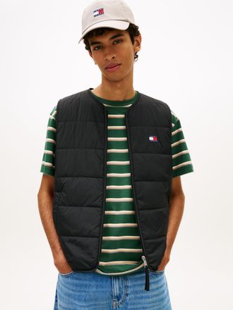 Tommy Jeans Steppweste TOMMY JEANS TJM HERITAGE FLAG QUILTED, Herren, Gr. S, schwarz, Web, Obermaterial: 100% Nylon, unifarben, regular fit normal, Rundhals, West