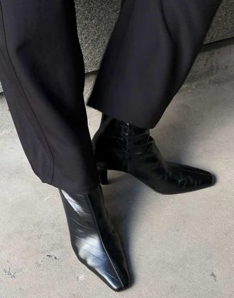 NA-KD bottines en cuir noires
