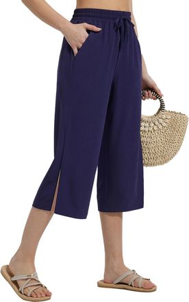Baleaf Damen Schwimmen Capri Wide Leg Hohe Taille Lange Strandhose Tiefblau 3XL