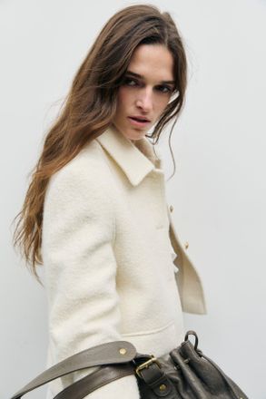 Gerard Darel Veste en tweed uni &agrave; col - JUDIT - Ecru