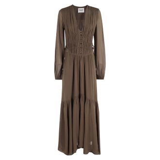 Isabel Marant Khaki Georgette V-Ausschnitt Kleid mit Drapiertem Design - - Dresses - Damen - Gr&uuml;n - S