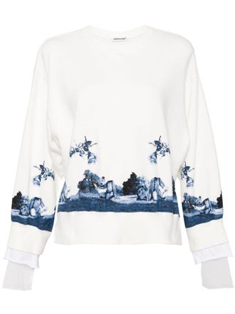 Undercover sweat en coton &agrave; imprim&eacute; graphique - Blanc