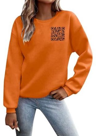 Generic Pull à capuche à manches longues imprimé à col rond pour femme 2026, Orange, XXL