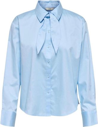 Jacqueline de Yong Jacqueline de Yong, Femme, Blouses et Chemises, Bleu, Taille: 38 FR Chemise classique boutonn&eacute;e &agrave; manches longues en coton