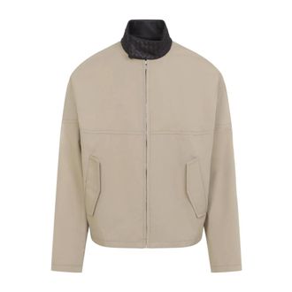 Bottega Veneta Homme, Vestes, Beige, Taille: M Intrecciato Collar Zip Jacket