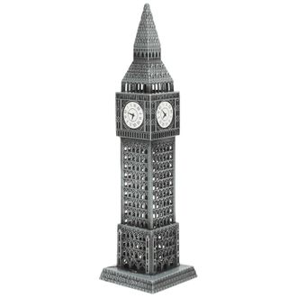 BESPORTBLE Generisch Gro&szlig;britannien Uhrturm Geb&auml;udemodell aus Legierung Silberne Metall Architektur Skulptur Filigrane Heimdekoration f&uuml;r Wohnzimmer und B&uuml;ro
