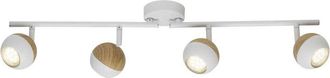 Brilliant Lampe Scan led Spotrohr 4flg weiß/holz hell 4x LED-PAR51, GU10, 3W LED-Reflektorlampen inklusive, (250lm, 3000K) Köpfe schwenkbar / Arme