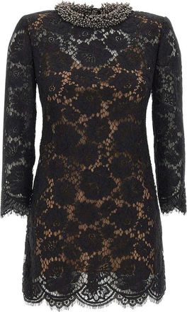 Self Portrait Black Lace Long Sleeve Mini Dress