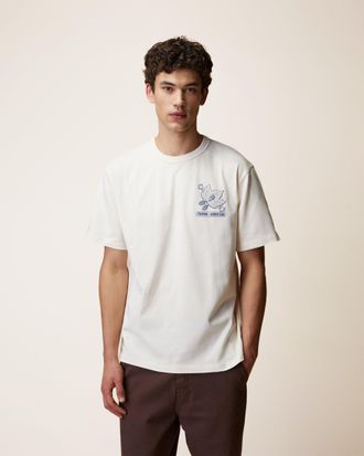 Faguo T-shirt large imprim&eacute; &eacute;cru coton recycl&eacute;