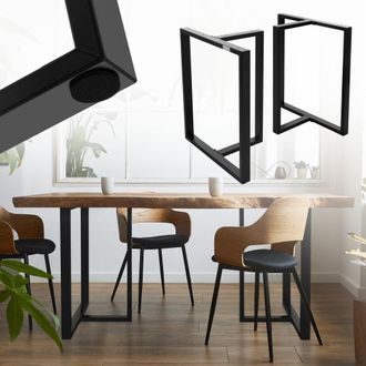 ML Design ML-Design 2er Set Tischgestell B60xH72 cm in T-Form, Metall, Schwarz, Industrial-Design, Kufengestell f&uuml;r Esstische & Schreibtische, Tischbeine Tischk