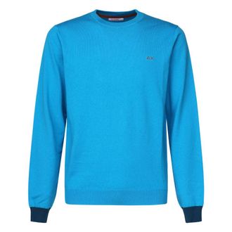 Sun 68 Homme, Pulls, Bleu, Taille: L Pull Bleu Col Rond Logo Manches Longues