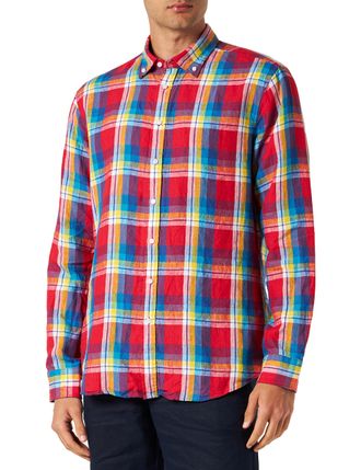 Seidensticker Mens Shaped Fit Langarm Hemd Shirt, Rot, 45