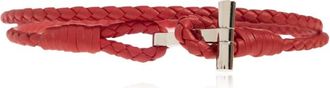 Tom Ford Homme, Accessoires, Rouge, Taille: XL Braided Leather T Bracelet