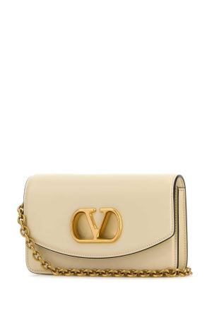 Valentino Garavani Womens Ivory Leather Vlogo Signature Shoulder Bag Butterwhite Calf - Bos Taurus Borse A Tracolla