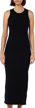 Tommy Hilfiger Damen Kleid Midi Dress Slim Fit, Schwarz (Black), 3XL